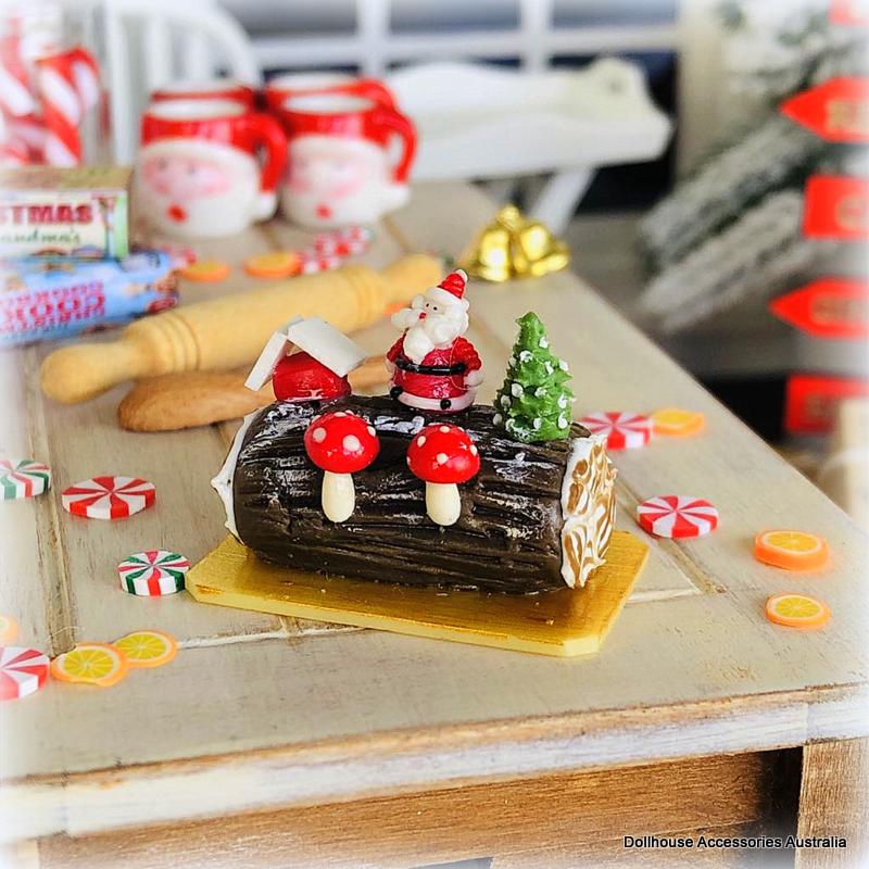 Yule Log with Santa theme - Miniature – Dollhouse Accessories Australia