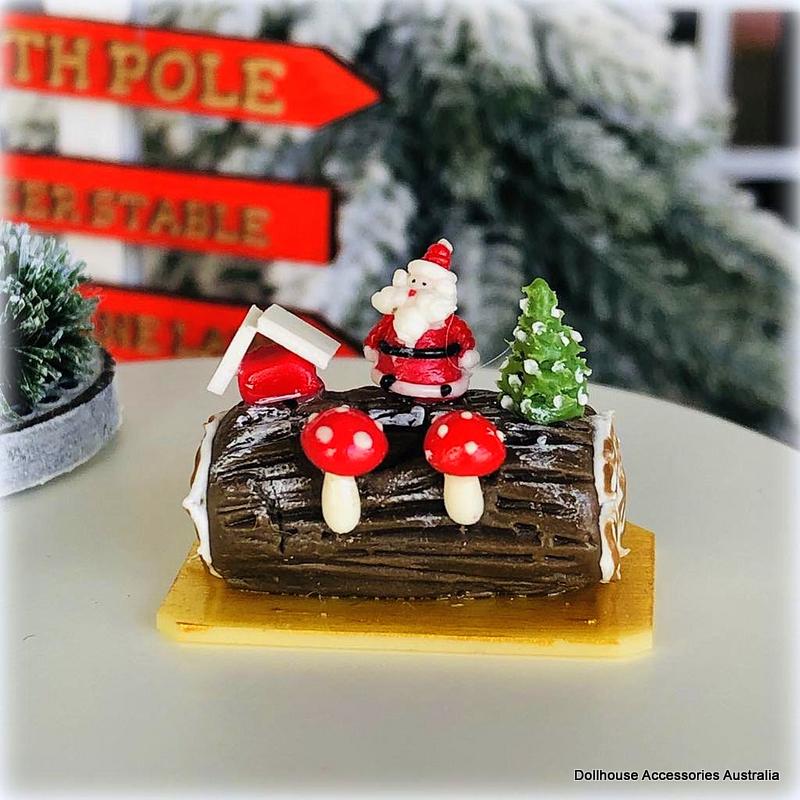 Yule Log with Santa theme - Miniature – Dollhouse Accessories Australia