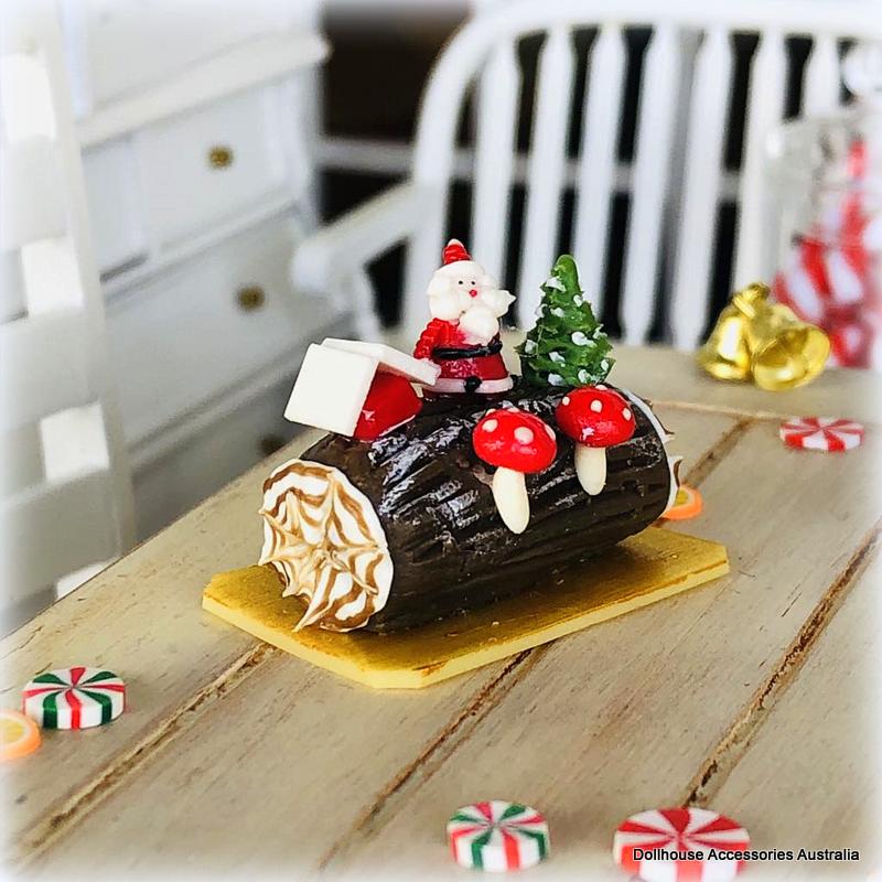 Yule Log with Santa theme - Miniature – Dollhouse Accessories Australia