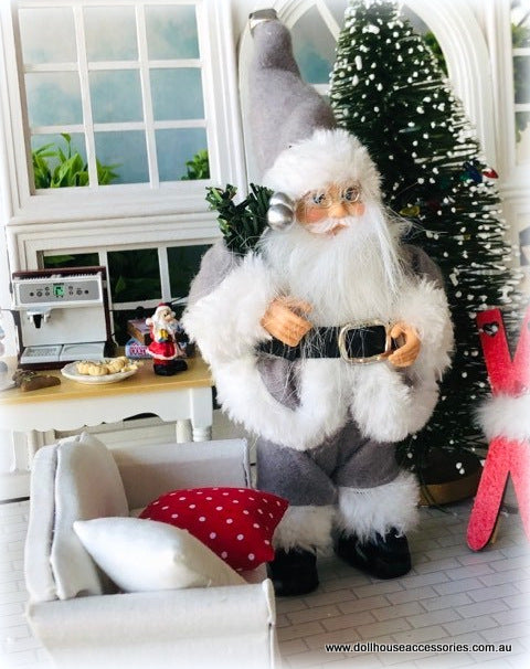 Santa Claus Figure - Grey - 16 cm high – Dollhouse Accessories Australia