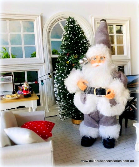 Santa Claus Figure - Grey - 16 cm high – Dollhouse Accessories Australia