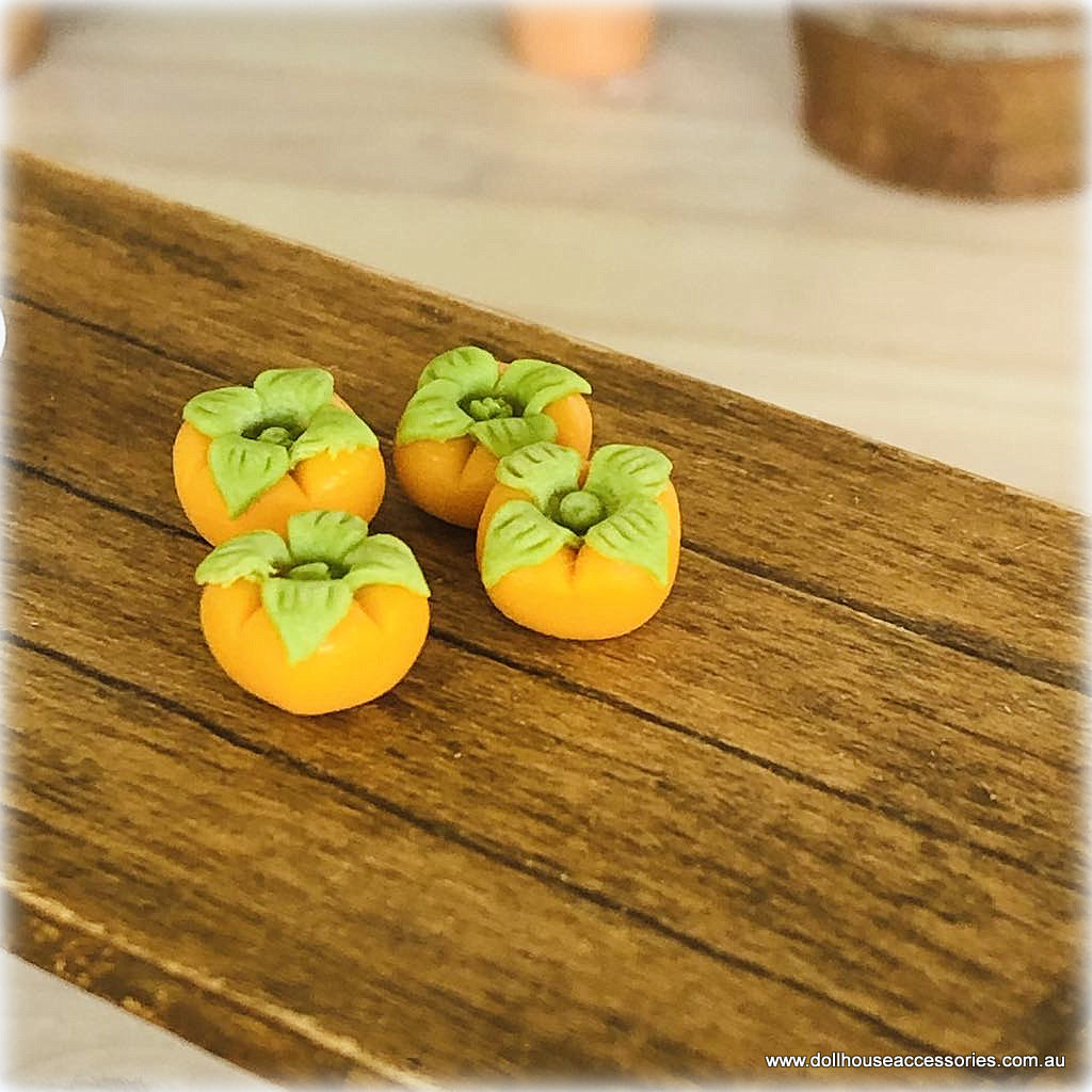 Persimmons x 4 - Miniature – Dollhouse Accessories Australia