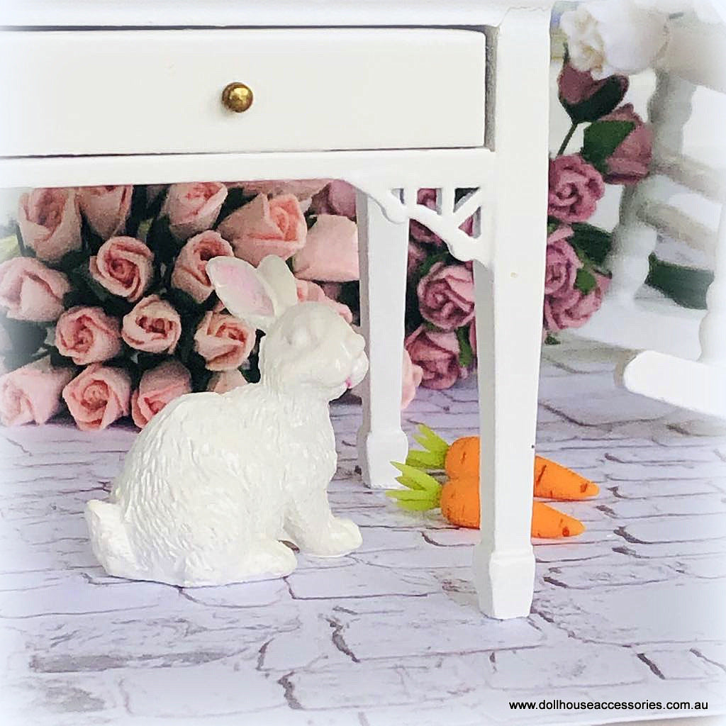 White Rabbit Ornament - Sitting - Miniature – Dollhouse Accessories ...