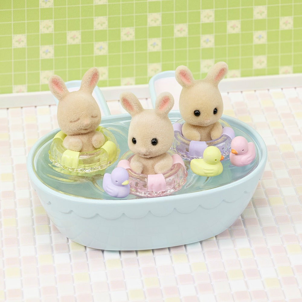 Sylvanian Families Triplets Baby Bath Time Set with Milk Rabbit Triple ...