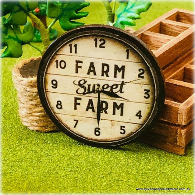 Farm Sweet Farm Clock - 5 cm diameter - Miniature – Dollhouse ...