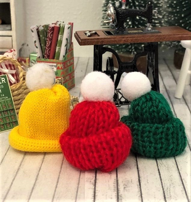 Knit hats Miniature Red Green or Yellow
