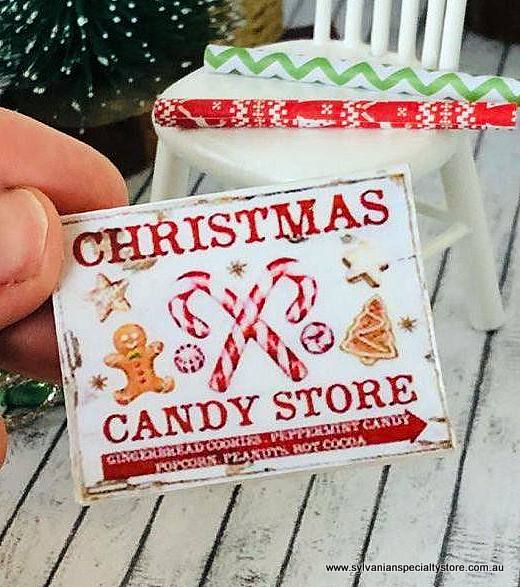 Sign - Christmas Candy Store - 4cm - Miniature – Dollhouse Accessories ...