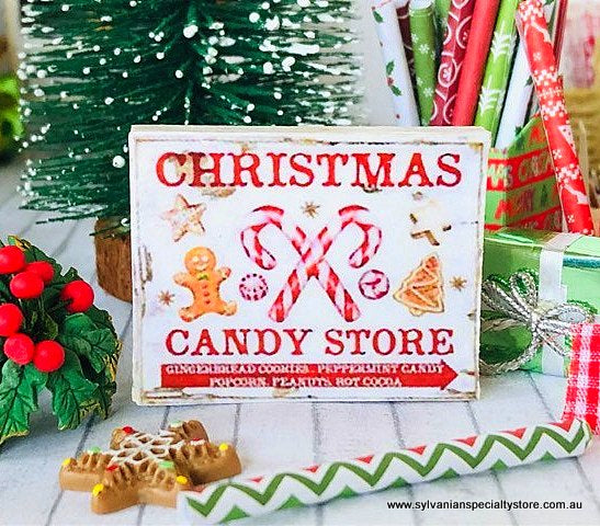 Sign - Christmas Candy Store - 4cm - Miniature – Dollhouse Accessories ...