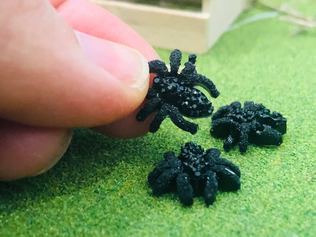 Miniature spiders x 3 – Dollhouse Accessories Australia